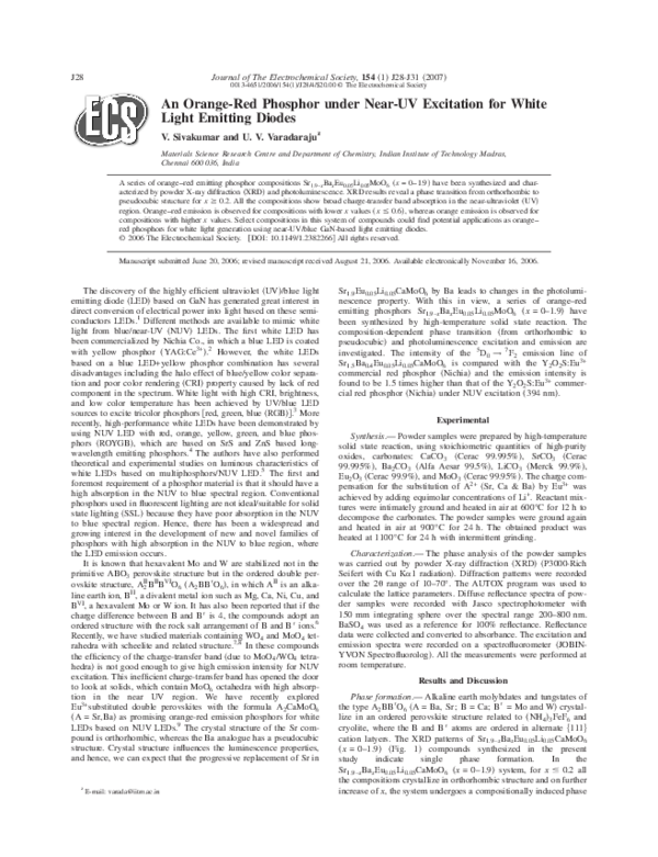 (PDF) An Orange-Red Phosphor under Near-UV Excitation for White Light ...