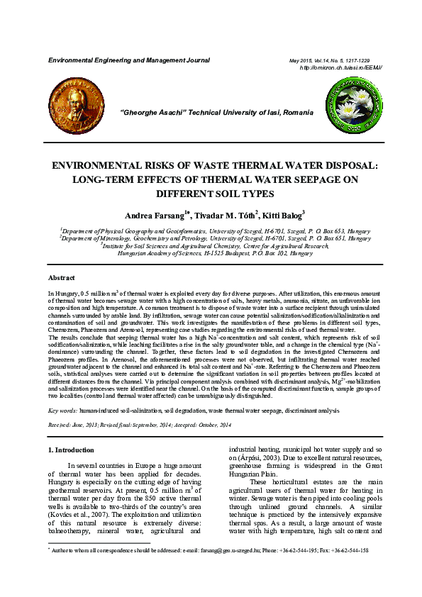 (PDF) Environmental Risks of Waste Thermal Water Disposal: Long-Term ...