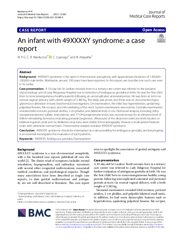 (PDF) An infant with 49XXXXY syndrome: a case report