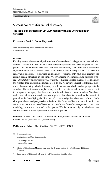 (PDF) Success concepts for causal discovery | Conor Mayo-Wilson - Academia.edu