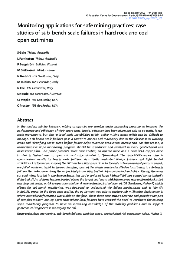 (PDF) Monitoring applications for safe mining practices: case studies ...