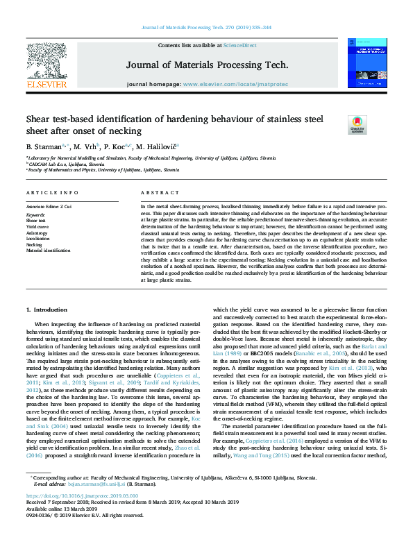 (PDF) Shear test-based identification of hardening behaviour of ...