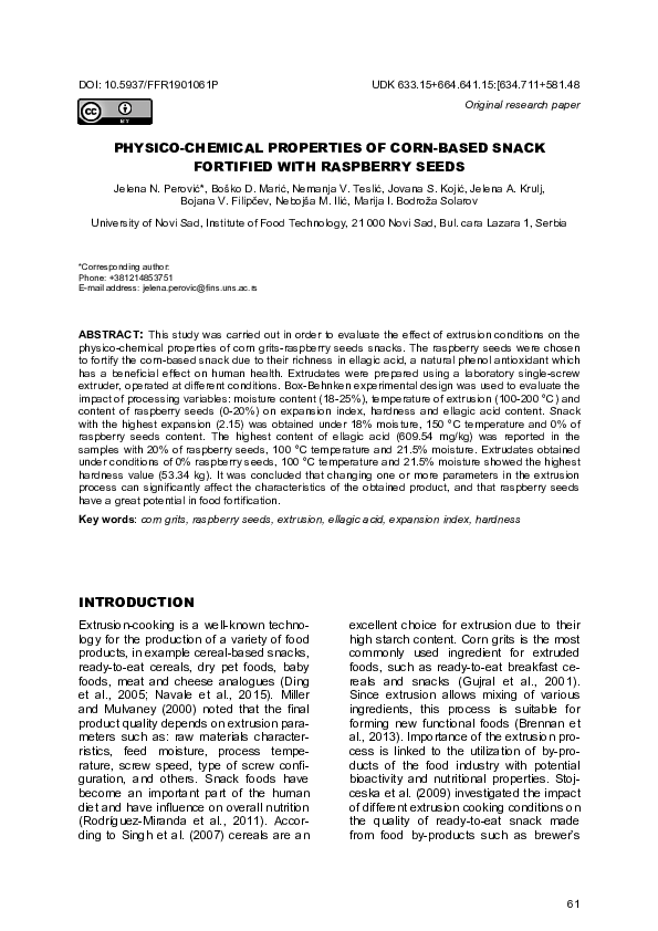 (PDF) Physico-chemical properties of corn-based snack fortified with ...