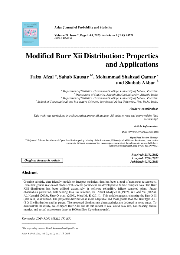 Pdf Modified Burr Xii Distribution Properties And Applications