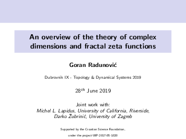(PDF) An overview of the theory of complex dimensions and fractal zeta functions