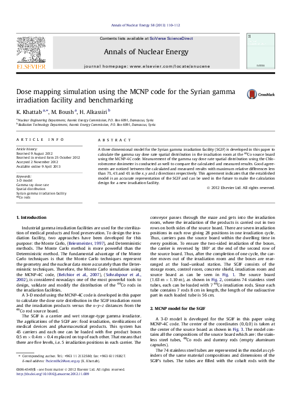 Pdf Dose Mapping Simulation Using The Mcnp Code For The Syrian Gamma