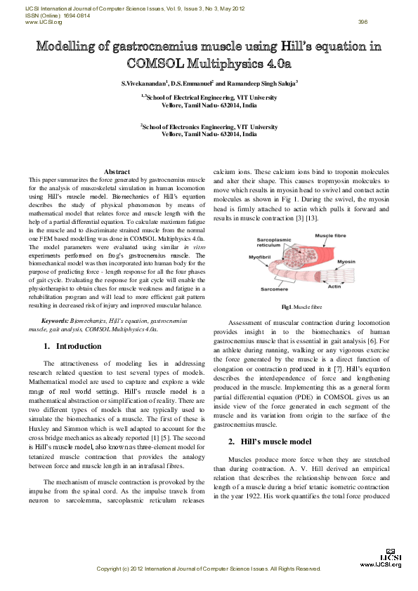 (PDF) Gastrocnemius Muscle Modeling Using Hill's Equation