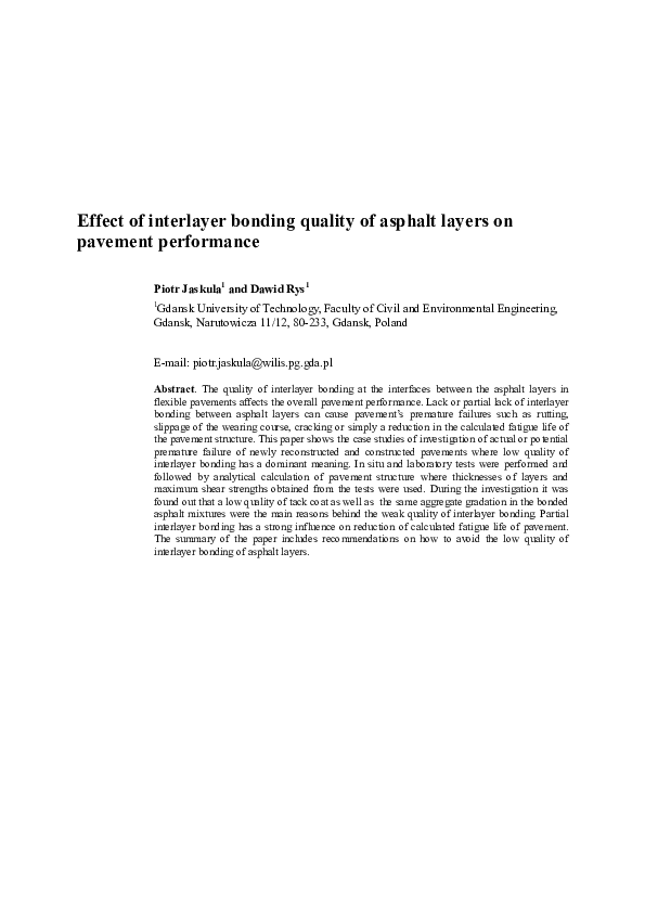 (PDF) Effect of interlayer bonding quality of asphalt layers on ...