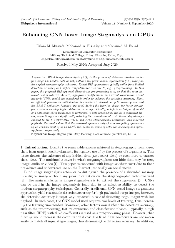 (PDF) Enhancing CNN-based Image Steganalysis on GPUs