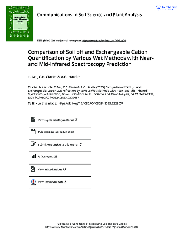 (PDF) Comparison of Soil pH and Exchangeable Cation Quantification by ...