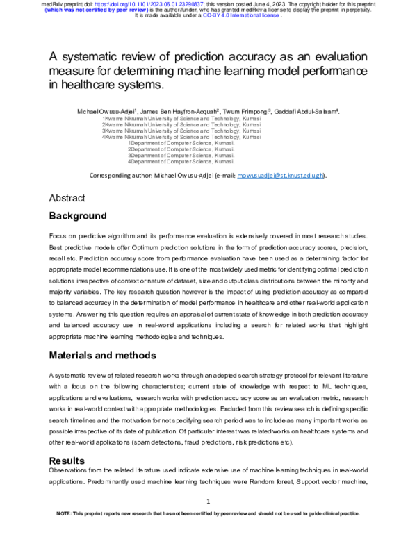 (PDF) A systematic review of prediction accuracy as an evaluation ...