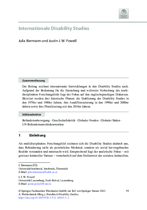 (PDF) Internationale Disability Studies