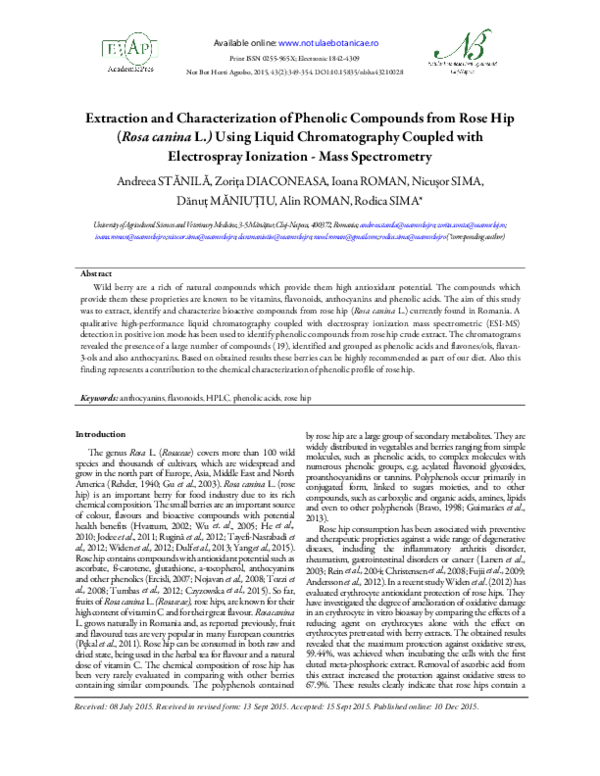 (PDF) Extraction and Characterization of Phenolic Compounds from Rose Hip (Rosa canina L.) Using ...