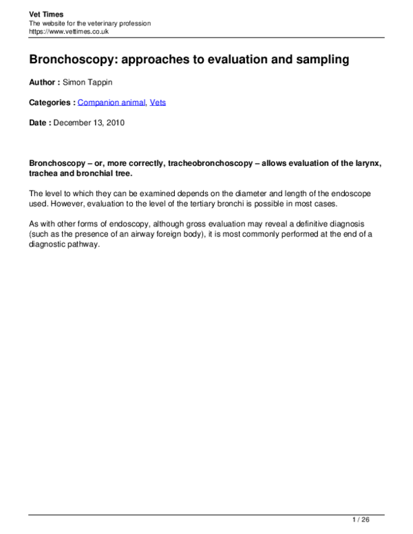 (PDF) Bronchoscopy: approaches to evaluation and sampling