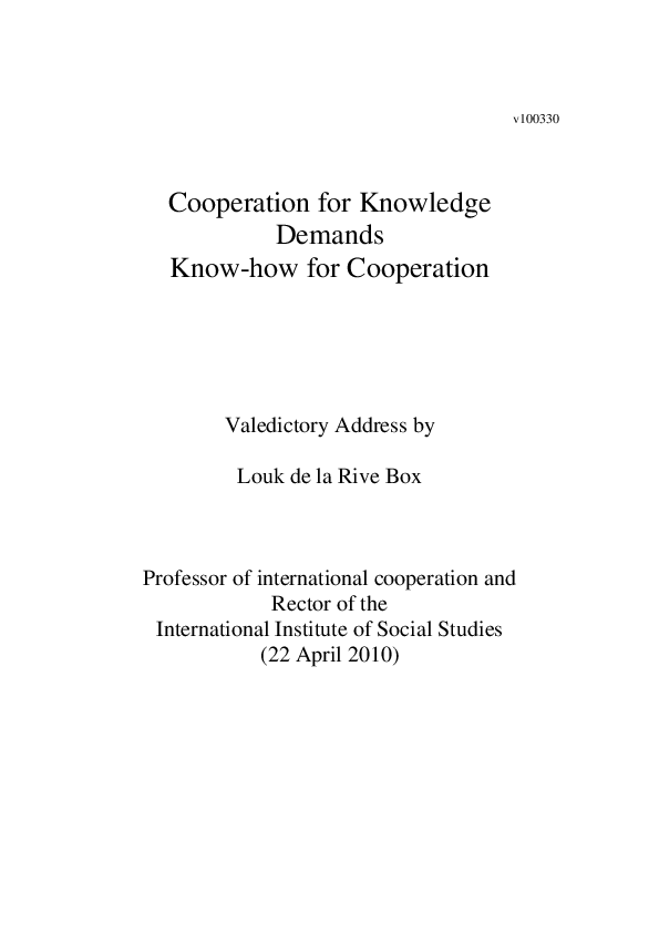 (PDF) Cooperation for Knowledge Demands Know-how for Cooperation