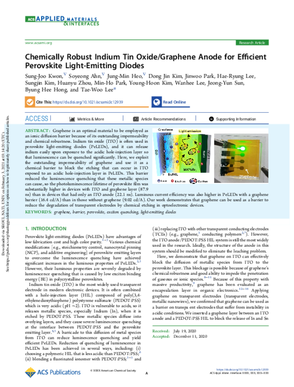 (PDF) Chemically Robust Indium Tin Oxide/Graphene Anode for Efficient ...