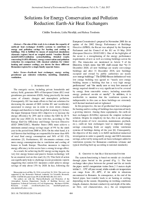 (PDF) Solutions for Energy Conservation and Pollution Reduction: Earth ...
