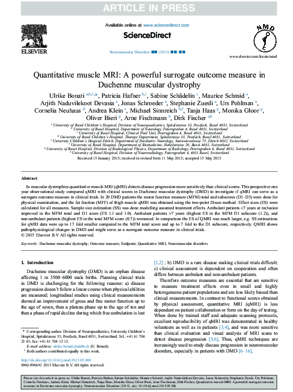 (PDF) Quantitative muscle MRI: A powerful surrogate outcome measure in ...