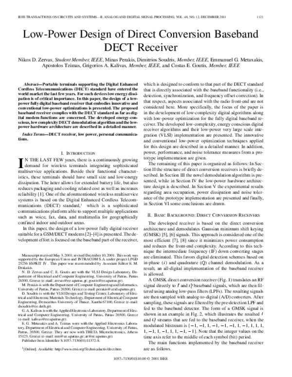 (PDF) Low-power design of direct conversion baseband DECT receiver