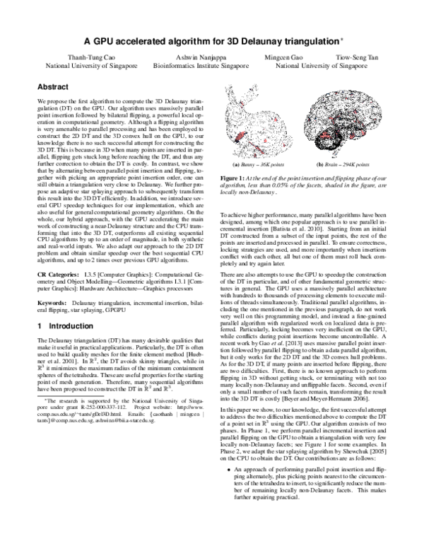 (PDF) A GPU accelerated algorithm for 3D Delaunay triangulation