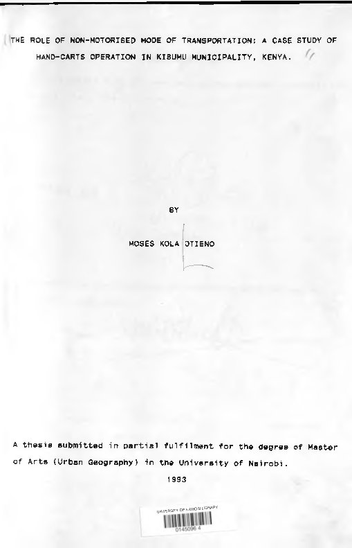 (PDF) The role of non-motorised mode of transportation: a case study of ...