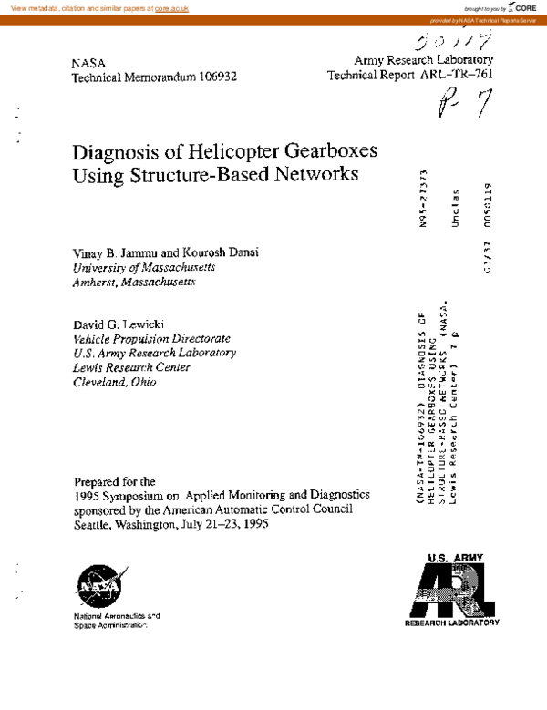 (PDF) Diagnosis of helicopter gearboxes using structure-based network