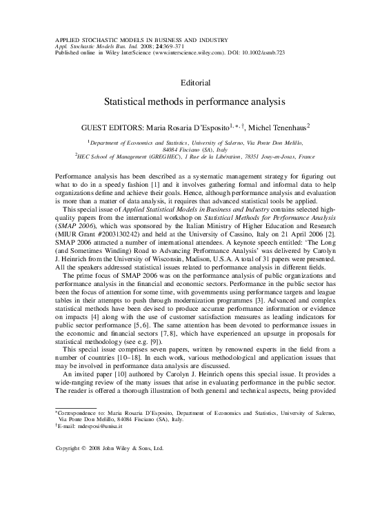 (PDF) Statistical methods in performance analysis