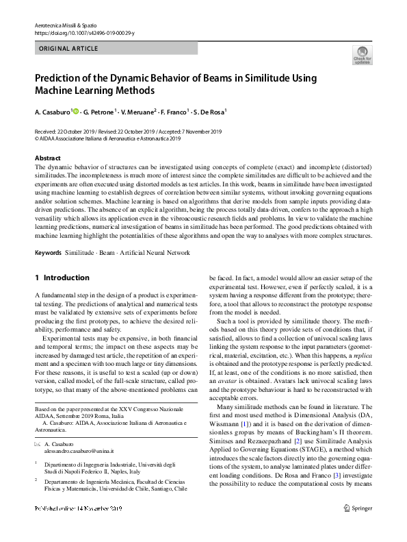 (PDF) Prediction of the Dynamic Behavior of Beams in Similitude Using ...