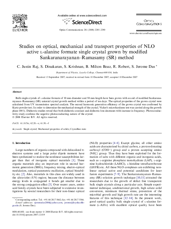 (PDF) Studies on optical, mechanical and transport properties of NLO ...
