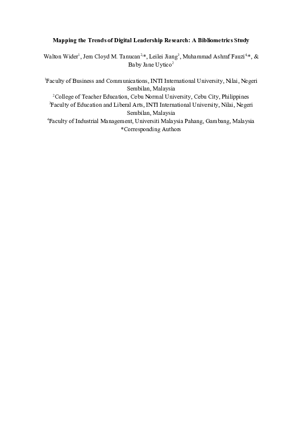 (DOC) ScholarOne - Mapping the Trends of Digital Leadership Research: A ...