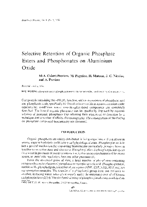 (PDF) Selective retention of organic phosphate esters and phosphonates ...
