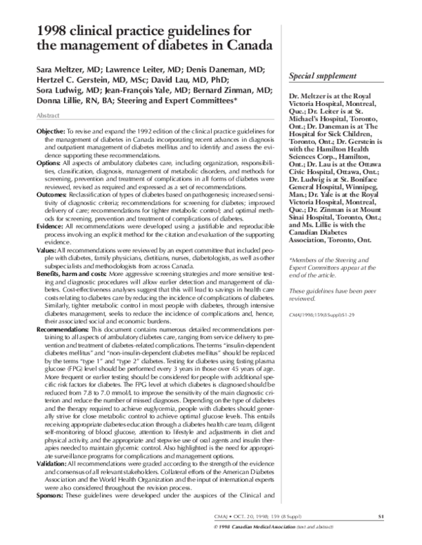 (PDF) 1998 clinical practice guidelines for the management of diabetes ...