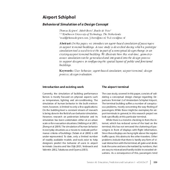 (PDF) Airport Schiphol: Behavioral Simulation of a Design Concept