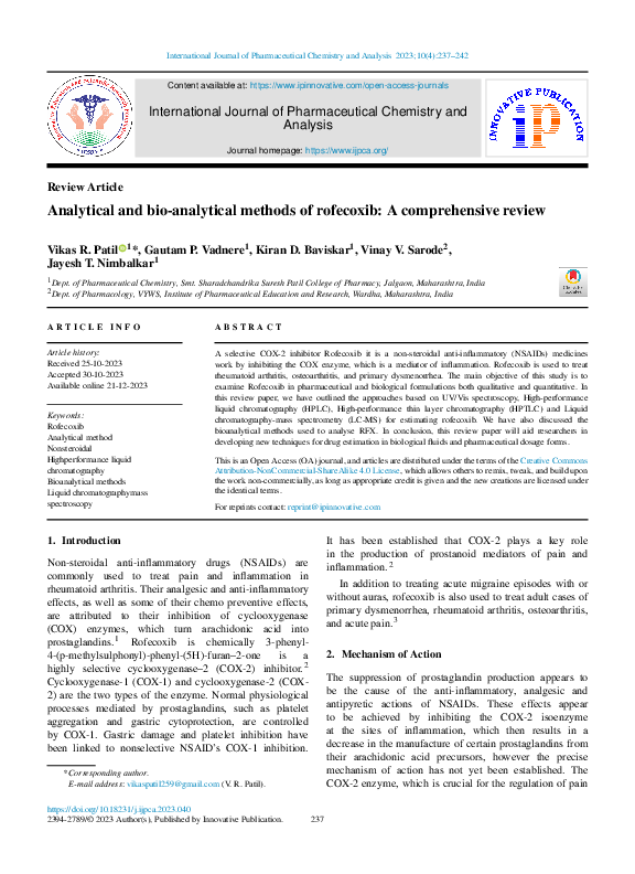 (PDF) Analytical and bio-analytical methods of rofecoxib: A ...