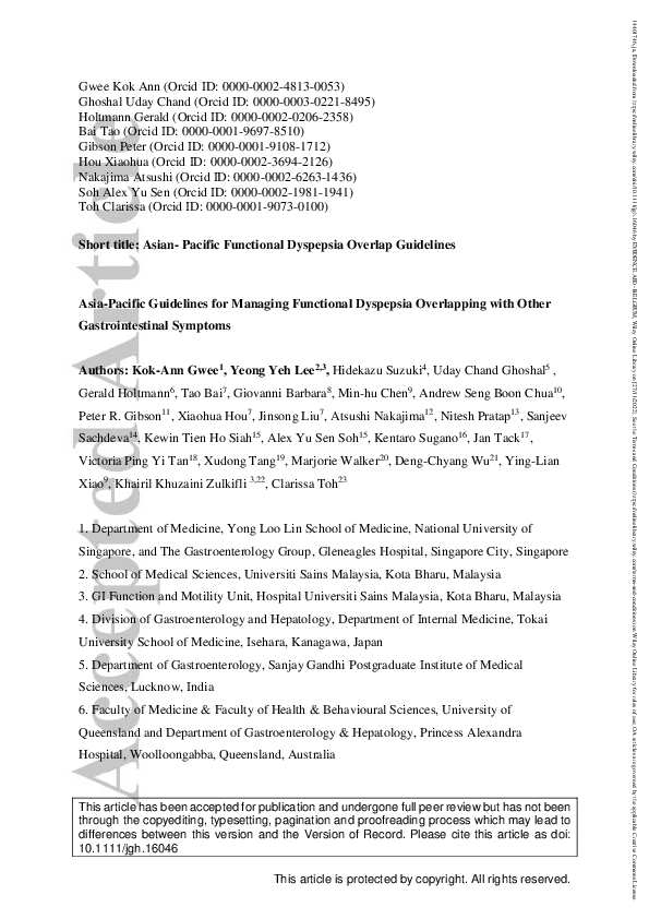 (PDF) Asia‐Pacific guidelines for managing functional dyspepsia ...