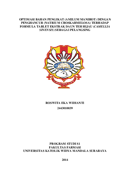 (PDF) Optimasi bahan pengikat (Amilum Manihot) dengan penghancur ...
