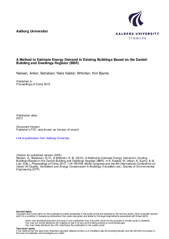 A Method to Estimate Energy Demand in Existing Buildings Based on the ...
