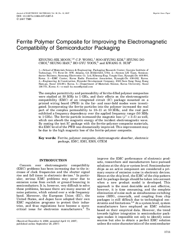 (PDF) Ferrite Polymer Composite for Improving the Electromagnetic Compatibility of Semiconductor ...