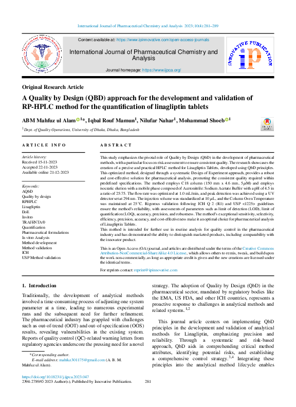 (PDF) A Quality by Design (QBD) approach for the development and validation of RP-HPLC method ...
