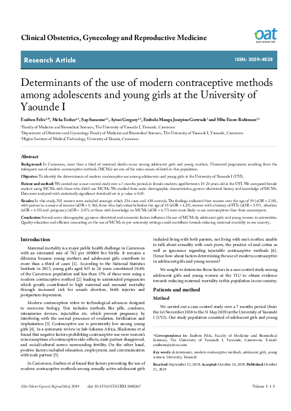 (PDF) Determinants of the use of modern contraceptive methods among ...