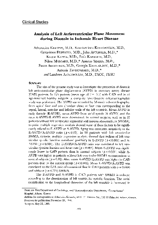 (PDF) Analysis of Left Atrioventricular Plane Movement during Diastole ...