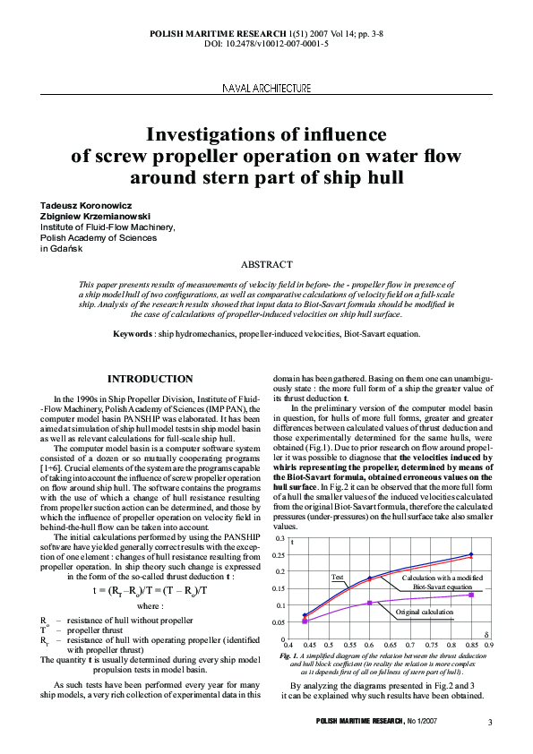 (PDF) Investigations of influence of screw propeller operation on water ...