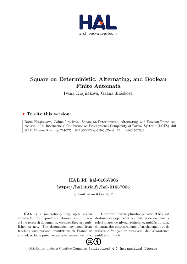 (PDF) Square on Deterministic, Alternating, and Boolean Finite Automata ...