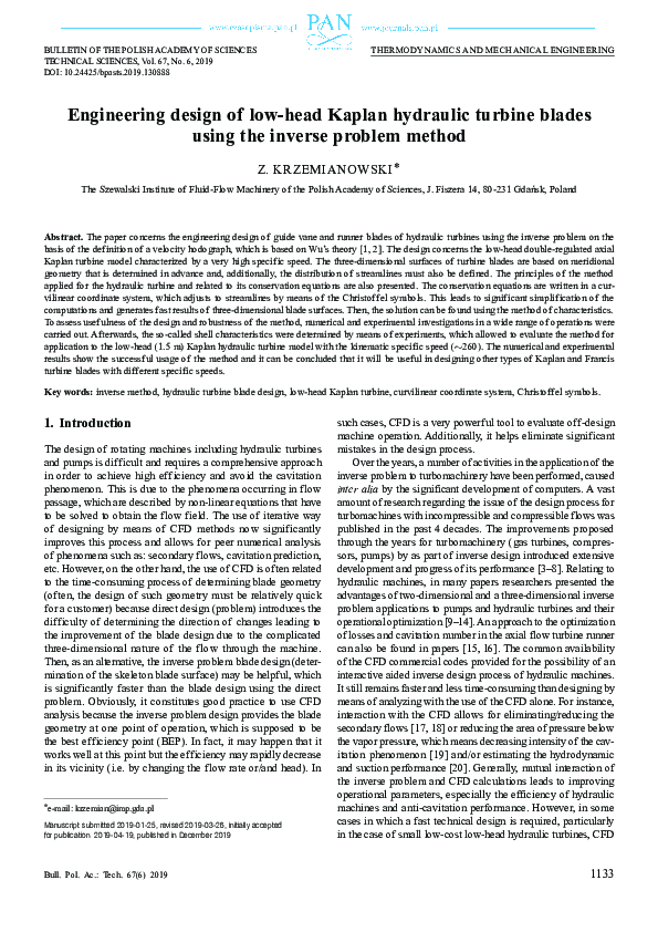(PDF) Engineering design of the low-head Kaplan hydraulic turbine ...