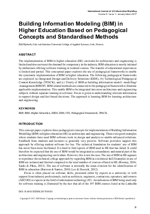 (PDF) Building Information Modeling (BIM) in Higher Education Based on Pedagogical Concepts and ...