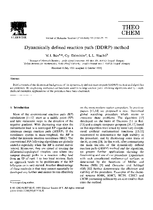 Pdf Dynamically Defined Reaction Path Ddrp Method