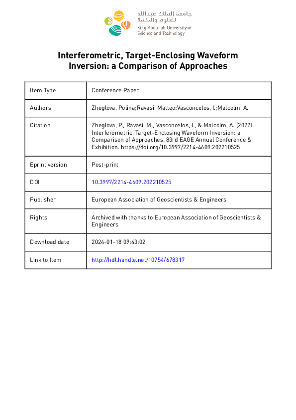 (PDF) Interferometric, Target-Enclosing Waveform Inversion: a Comparison of Approaches