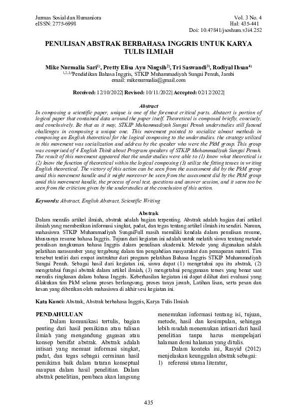 (PDF) Penulisan Abstrak Berbahasa Inggris untuk Karya Tulis Ilmiah