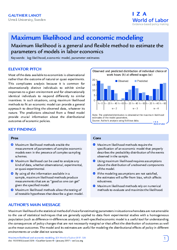 (PDF) Maximum likelihood and economic modeling : maximum likelihood is a general and flexible ...