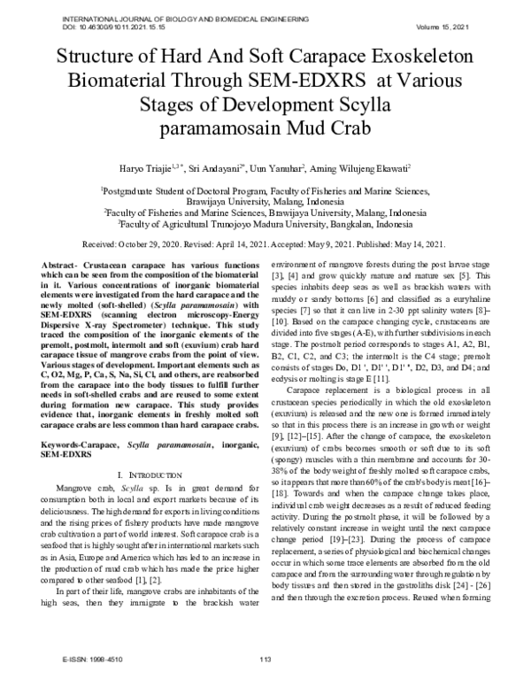 (PDF) Structure of Hard And Soft Carapace Exoskeleton Biomaterial ...